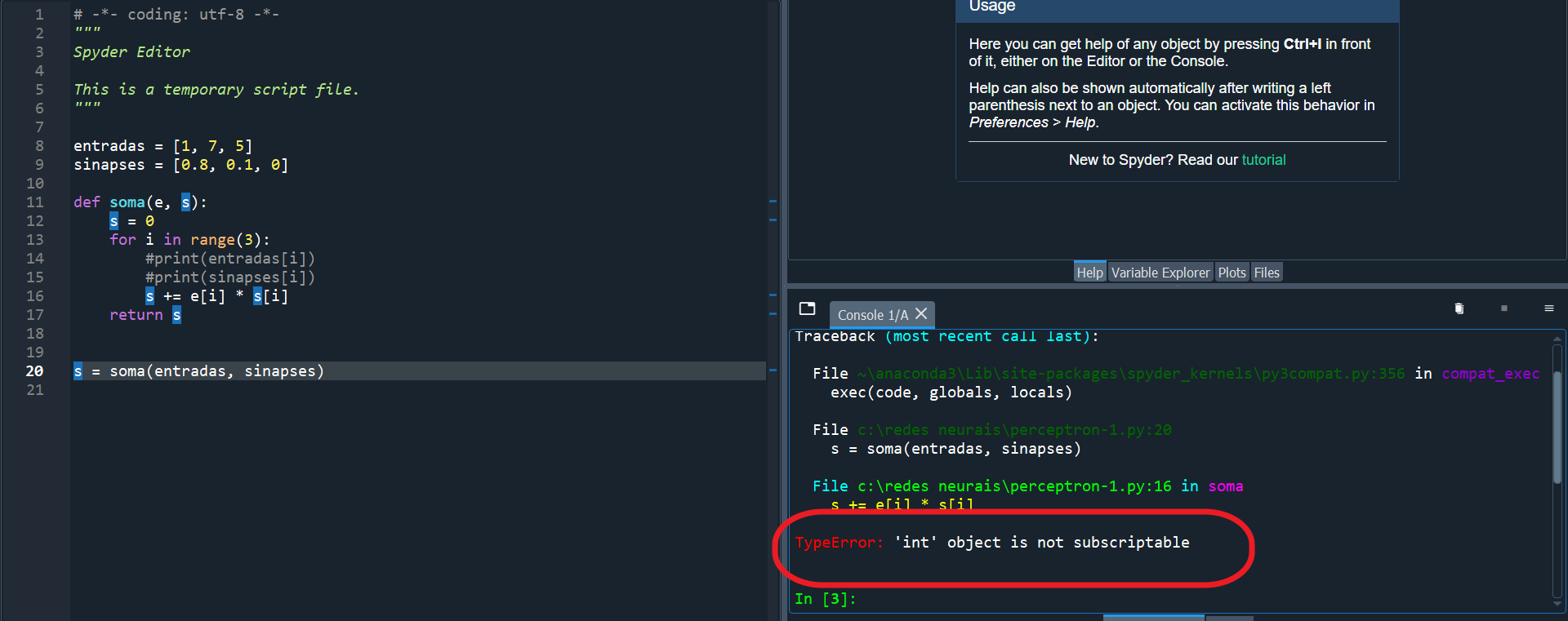 Erro primeiro exercício perceptron | IA Expert Academy